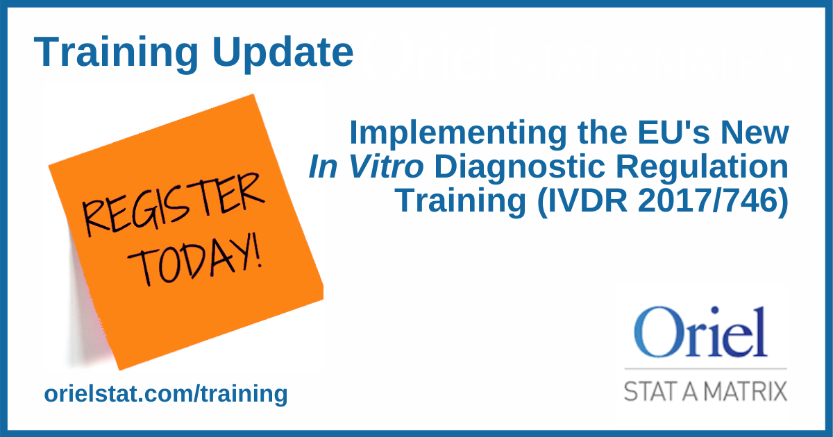 EU IVDR Requirements Training Course | Oriel STAT A MATRIX