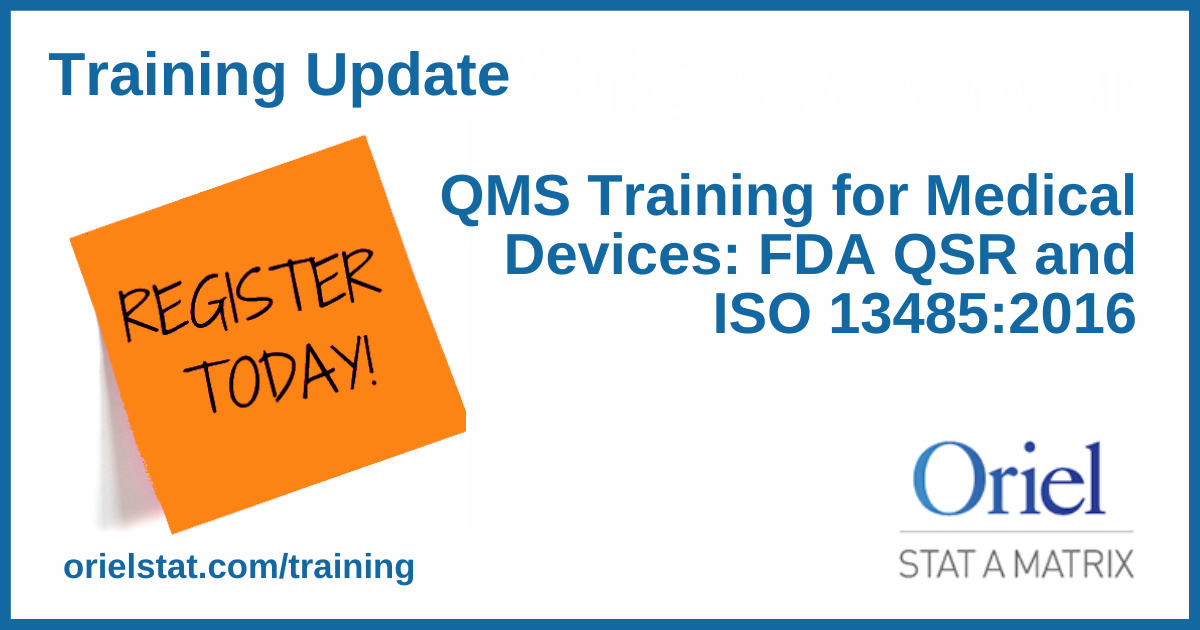 QMS (FDA QSR and ISO 13485:2016) Training Course | Oriel STAT A MATRIX